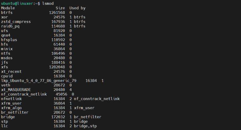How to List Loaded Kernel Module Using Lsmod Command – LinuxWays