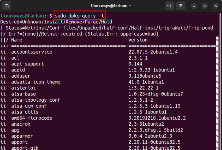 How to List Installed Packages on Ubuntu 22.04 – LinuxWays